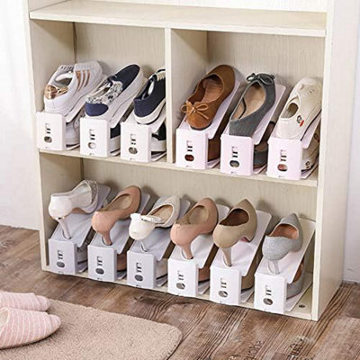 Pack of 12 Shoe Slot Organise Storage Adjustable 3-Level Height Non ...
