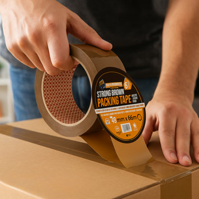 Pack of 12 strong brown packing tape 48mm x 66m heavy duty parcel tape ...