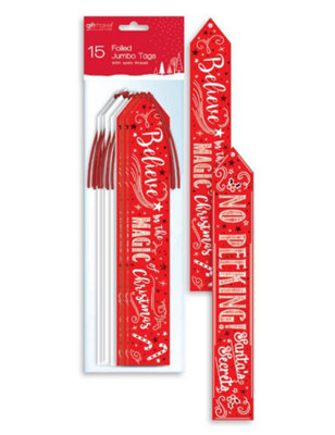 Pack of 15 Contempory Foil Design Jumbo Christmas Gift Tag With Satin ...