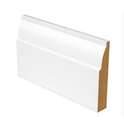 PACK OF 15 - Ovolo White MDF Skirting - 18mm x 119mm - 4.2m Length ...