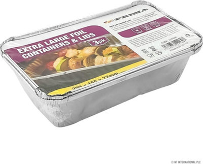Pack Of 15 Rectangular Foil Containers With Lids Extra Large Foil Trays ...