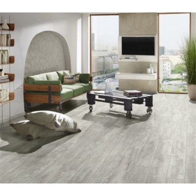 PACK OF 15 (Total 15 Units) - Light Grey Oak 8mm Thick Laminate ...