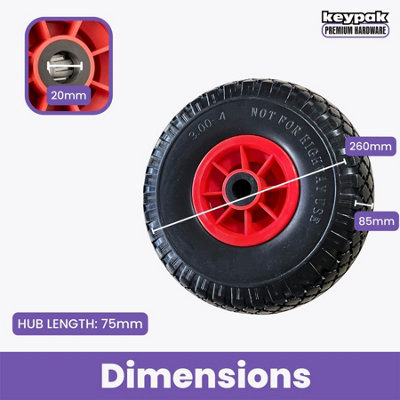 Pack of 2 - 10" Puncture-Proof Solid Wheel, 20mm Bore, Roller Bearings ...