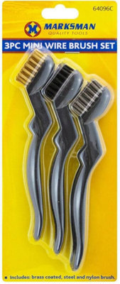 Pack Of 2 3Pc Mini Wire Brush Set Brass Bristle Cleaning Tool Metal ...