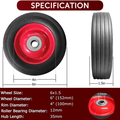 Pack of 2 6" Solid Wheels for Sack Truck / Trolly / Cart 6 Inch Wheels ...