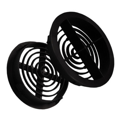 Pack of 2 Black Blue Plastic 68mm Round Soffit Air Vents Push in Roof ...