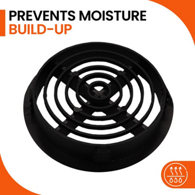 Pack of 2 Black Blue Plastic 68mm Round Soffit Air Vents Push in Roof ...