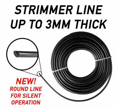 PACK OF 2, black strimmer/trimming line/cord (2.4mm) 15m lengths x 2