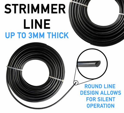 PACK OF 2, black strimmer/trimming line/cord (2.4mm) 15m lengths x 2