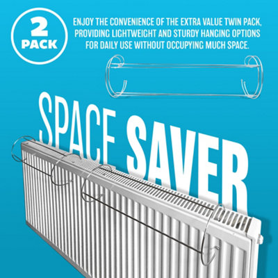 Pack Of 2 Chrome Radiator Airer 2 Tier Clothes Drying Hang Rack Laundry ...