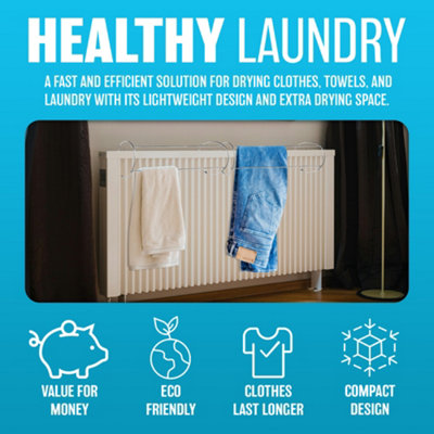 Pack Of 2 Chrome Radiator Airer 2 Tier Clothes Drying Hang Rack Laundry ...