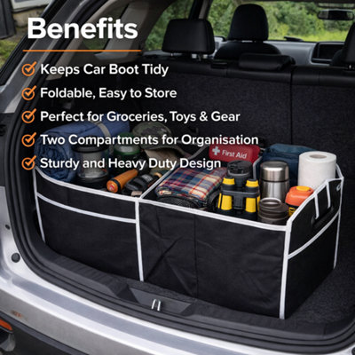 Pack of 2 foldable heavy duty car boot organisers 2 in 1 storage ...