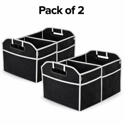 Pack of 2 foldable heavy duty car boot organisers 2 in 1 storage ...