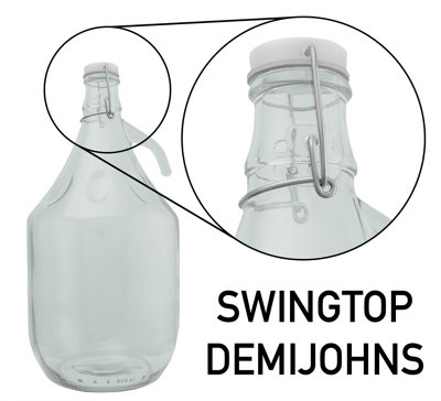 pack of 2 glass wine making/storage demijohns with flip top lids