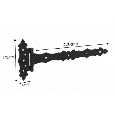 Pack of 2 - Heavy Duty Black Ornamental Decorative Gate Hinges Door ...