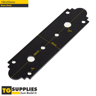 Pack of 2 - Heavy Duty Black Ornamental Repair Mending Bracket - Flat ...