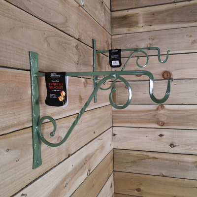 Pack of 2 Heavy Duty Handcrafted Metal 35cm Sage Green Twisted Wall ...