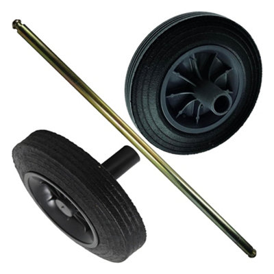 Pack Of 2 Heavy Duty Rubber Wheels With Nose Collar & Metal Axle Kit ...