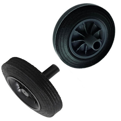 Pack Of 2 Heavy Duty Rubber Wheels With Nose Collar & Metal Axle Kit ...