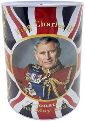 Pack Of 2 King Money Tin Charles Iii Coronation Piggy Bank Saving Notes ...