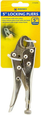 Pack Of 2 Locking Pliers 5 Inch Grips Heavy Duty Curved Mole Nickel ...