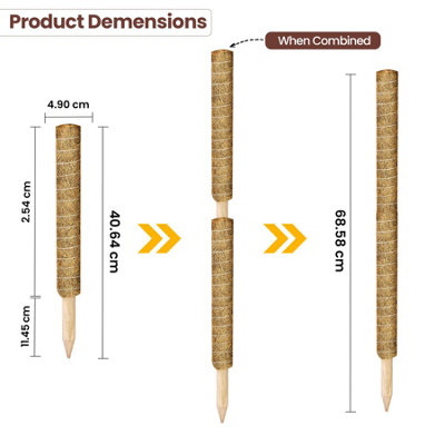 Pack Of 2 Natural Coir Moss Pole Sticks