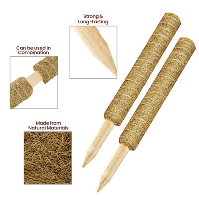 Pack Of 2 Natural Coir Moss Pole Sticks