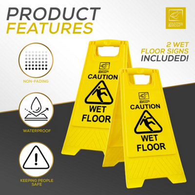 Pack of 2 Portable A Frame Wet Floor Sign with Caution Wet Floor ...