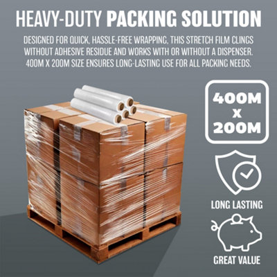 Pack Of 2 Strong Heavy Duty Clear Shrink Wrap Parcel Packing Pallet ...