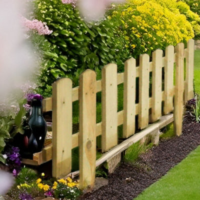PACK OF 2 WOODEN PICKET FENCE, FREESTANDING DECORATIVE FENCE PANELS