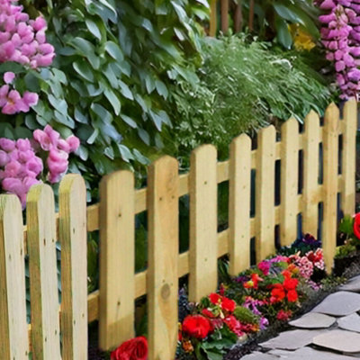 Pack of 2 Wooden Picket Fence, Freestanding Decorative Fence Panels