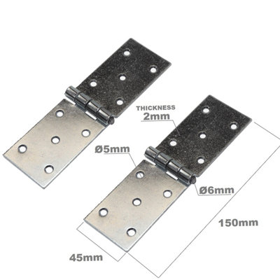 Pack of 2 x 150 mm Backflap Hinge Galvanised, Silver Steel Back Flap Hinges, Weather Resistant ...
