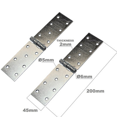 Pack of 2 x 200 mm Backflap Hinge Galvanised, Silver Steel Back Flap ...