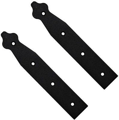 Pack of 2 x 200 mm Dummy Hinge Heads, Black Steel, Vintage False Strap ...
