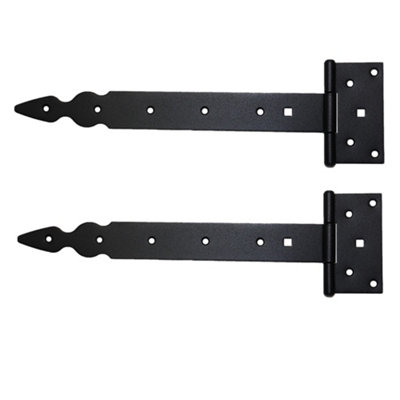 PACK OF 2 X 300 MM T-HINGE BLACK, STEEL TEE HINGES, WEATHER RESISTANT ...