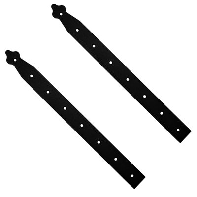 Pack of 2 x 400 mm Dummy Hinge Heads, Black Steel, Vintage False Strap ...