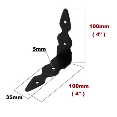 Pack of 2 x Black Corner Brackets - 115 x 115 mm Steel Right Angle ...