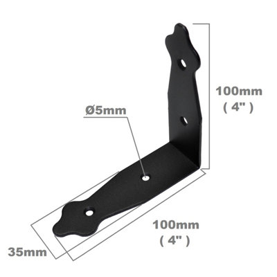 Pack of 2 x Black Corner Brackets - 115 x 115 mm Steel Right Angle ...