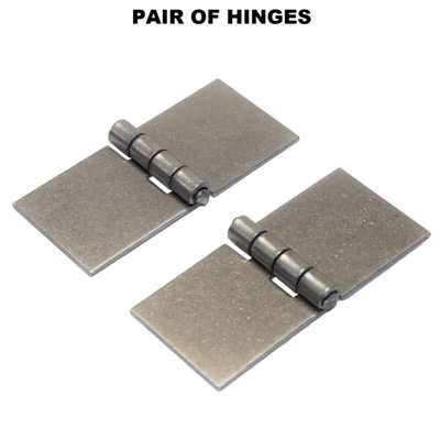 Pack of 2 x Heavy Duty Weldable Solid Steel Hinges, 45 x 100 mm Welding ...