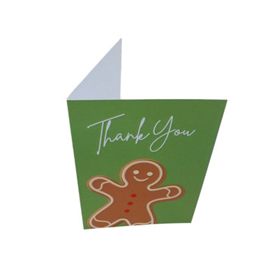 Pack of 20 Gingerbread Man Small Blank Thank You Christmas Cards with ...