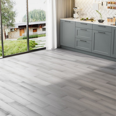 Pack of 20 Grey Wood Grain Composite Click Flooring 12mm Thickness