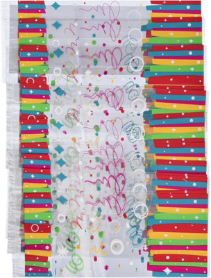 Pack of 20 Rainbow Ribbons Birthday Cellophane Bags 5"x11"