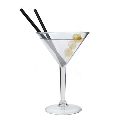 Pack Of 24 Plastic Martini Glasses - Reusable Cocktail Drink Clear Cup ...