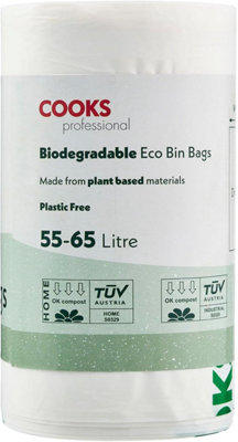 Pack of 25 Biodegradable Compostable Bin Bags 55-65L - Eco-Friendly ...