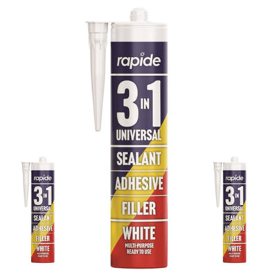 PACK OF 3, 3-in-1 Universal Sealant grab Adhesive & Filler White 260ml