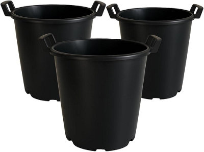 Pack of 3 - 30 Litre Heavy Duty Large Plastic Plant Pots with Handles ...
