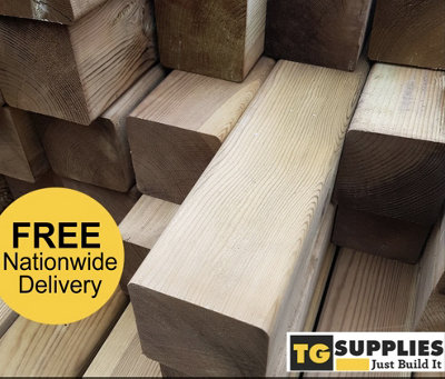 Pack of 3 - C24 Graded Smooth Planed Treated Timber Pergola Post ...