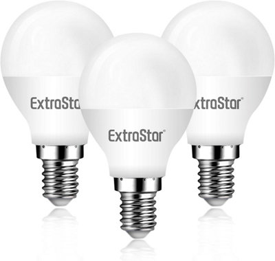 Pack of 3 E14 Non-Dimmable LED SES Golf Ball Bulbs, 6W Cool White 6500K