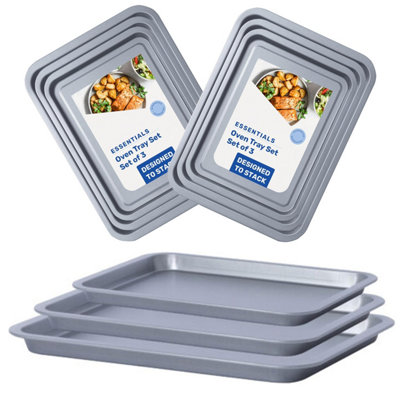 Pack of 3 Essential Easy to Clean Non-Stick (35cm, 31cm & 28cm) Oven ...