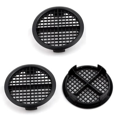 Pack of 3 fiXte 70mm Lattice Design Black Plastic Push in Circular ...